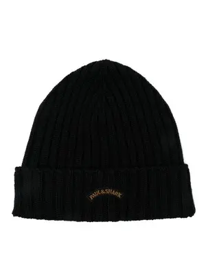 Paul & Shark Logo-embroidered Beanie - Black