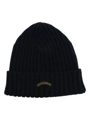 Paul & Shark Logo-embroidered Beanie - Blue