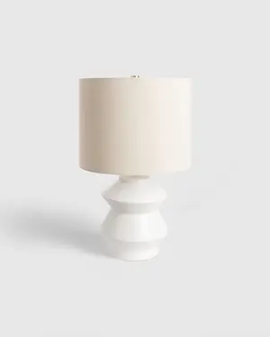 Quince Geometric Ceramic Table Lamp - White