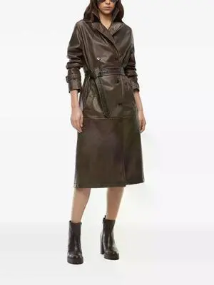 Pinko Double-breasted Belted Coat - Brown