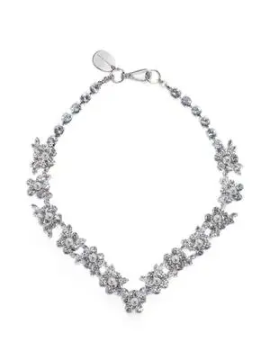 Simone Rocha V-line Floral Crystal Embellishment Necklace