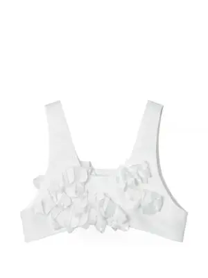 ENFOLD Ruffled Cropped Top - White