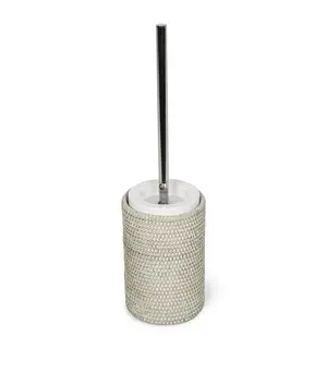 DECOR WALTHER Rattan-porcelain Toilet Brush Holder Set - Brown