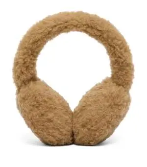 Max Mara Camel Wool-silk Monogram Earmuffs - Beige