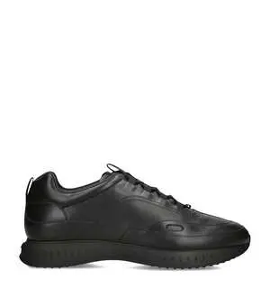 John Lobb Leather Stream Laced Sneakers - Black