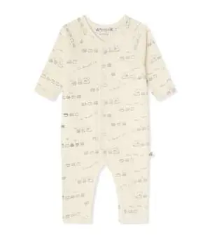 Bonpoint Cotton Train Print Playsuit - Blue