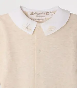 Bonpoint Cotton Embroidered Collar Playsuit