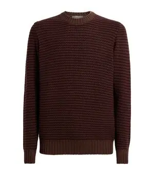 Corneliani Virgin Wool-cashmere Stripe Sweater - Beige