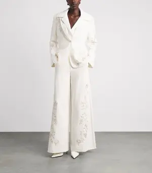 Cinq À Sept Roxane Wide-leg Trousers With Rococo Embroidery