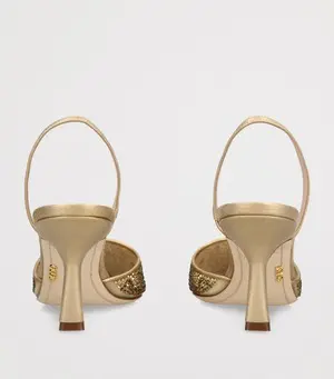 Rodo Rhinestone-embellished Assia Slingback Heels 75