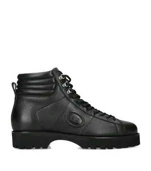 Valentino Garavani Leather Combat Boots - Black