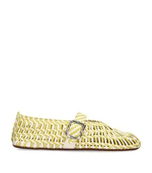Alaïa Leather Braided Ballerina Flats - Yellow