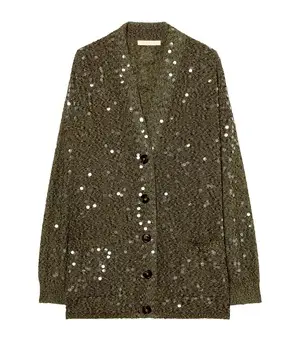 Marina Rinaldi Embellished Sequined Cardigan - Brown
