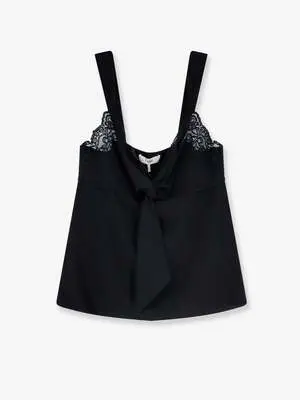 Chloé Silk Top With Lace Profile - Black
