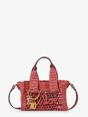 Chloé Raffia Crossbody Bag With Metal Charm - Multicolor
