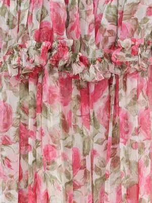 Chloé Floral Print Silk Ruffle Trim Maxi Dress - Multicolor