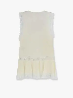 Chloé Sleeveless Silk Top With Lace Inserts And Ruffle Hem - Multicolor