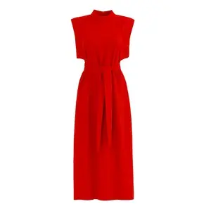 JULIA ALLERT Stylish Straight Dress With Belt - Red