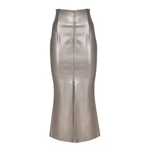 JULIA ALLERT Mermaid Faux Leather Midi Skirt With Slit