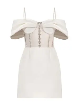 TIA DORRAINE Crystal-embellished Corset Mini Dress - White