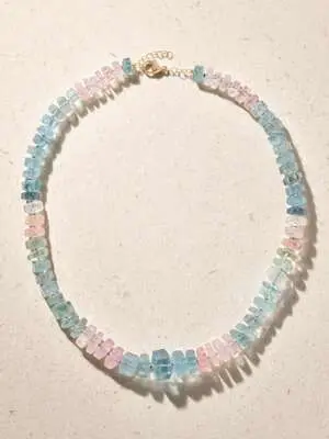Jia Jia 14-karat Yellow Gold Aquamarine Beaded Necklace - Pink