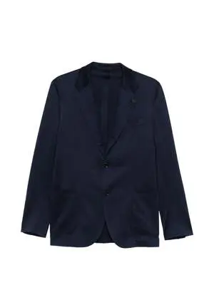 LARDINI Unlined Single-breasted Cotton Jacket With Notch Lapel - Blu