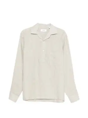 LARDINI Linen Polo Shirt With Open Collar And Chest Pocket - Grigio