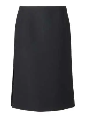 Fendi Wool-silk Skirt With Side Slits - Nero