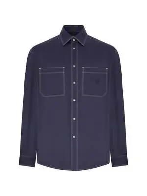Fendi S Contrast-stitched Shirt - Blu