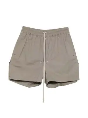 Rick Owens Poplin Drawstring Shorts With Center Zip - Verde
