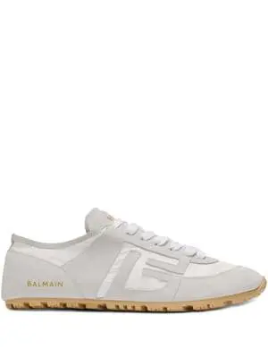 Balmain 100% Lambskin Lace-up Sneakers With Logo Detailing - Bianco