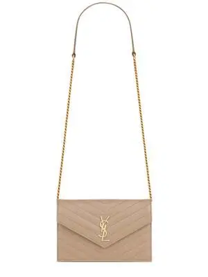 Saint Laurent SAINT LAURENT Mini Envelope Bag With Chain Beige