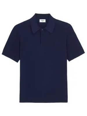 Saint Laurent Short-sleeve Cotton Polo With Rib-knit Trim And Concealed Half-button Placket - Blu