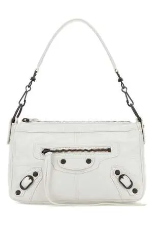 Balenciaga Mini Le City Moto Shoulder Handbag - White