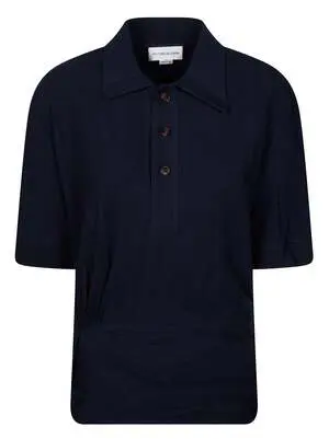 Victoria Beckham Twisted Polo Top - Blu