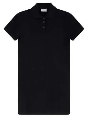 Saint Laurent SAINT LAURENT Short Sleeve Collared Cotton Dress Nero