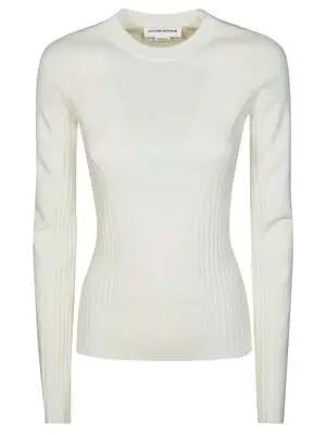 Victoria Beckham Long-sleeve Ribbed T-shirt - Bianco