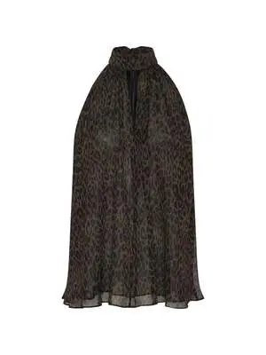ROTATE BY BIRGER CHRISTENSEN Halterneck Bow Detail Top - Marrone