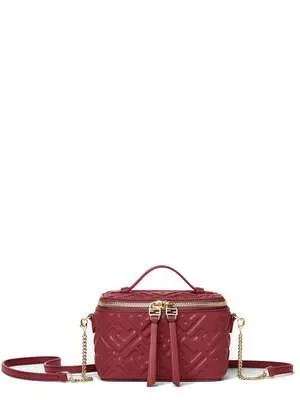 Fendi Fendi Mini Embellished Baguette With Leather Pull Rosso