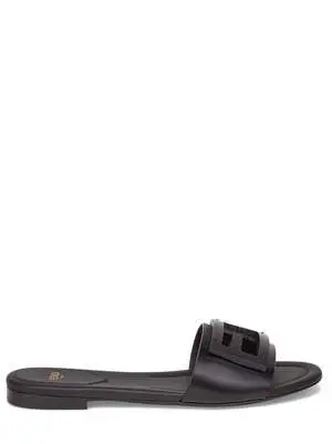 Fendi Embellished Leather Slide Sandals - Nero