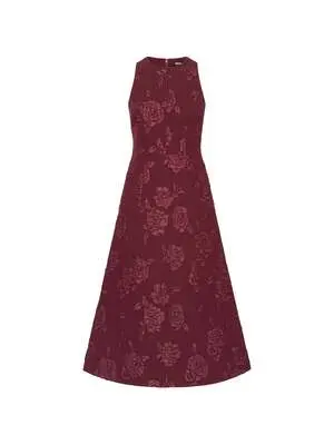 ROTATE BY BIRGER CHRISTENSEN Sleeveless Jacquard Midi Dress - Rosso