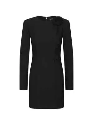 ROTATE BY BIRGER CHRISTENSEN Mini Floral Ruffle Crepe Dress - Nero