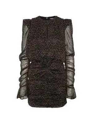 ROTATE BY BIRGER CHRISTENSEN Ruched Floral Mini Dress - Marrone
