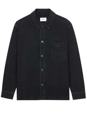 Saint Laurent Cotton Shirt Jacket With Front Button Closure And Pointed Collar - Nero