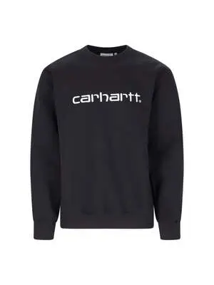 Carhartt Work In Progress Carhartt." Logo Crewneck Sweatshirt - Black