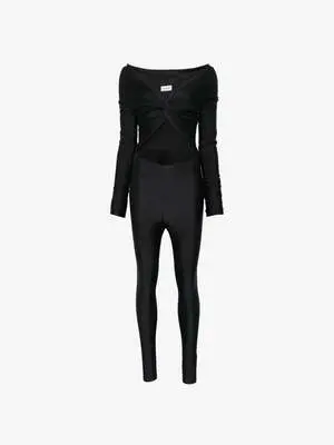 Andamane Off-shoulder Long Sleeve Dress With Knot And Cut-out Detail - Nero