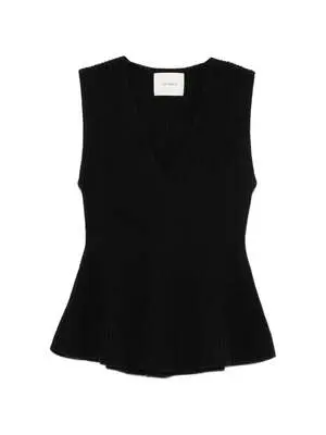 LISA YANG V-neck Ribbed Cashmere Sweater - Nero