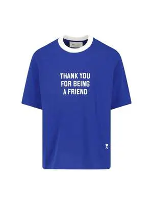AMI Paris 100% Cotton Classic T-shirt - Blue