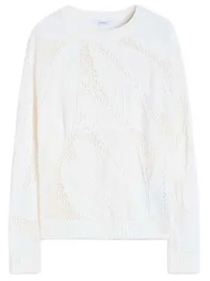 Max Mara Cotton Crew-neck Sweater With Dropped Shoulders - Bianco