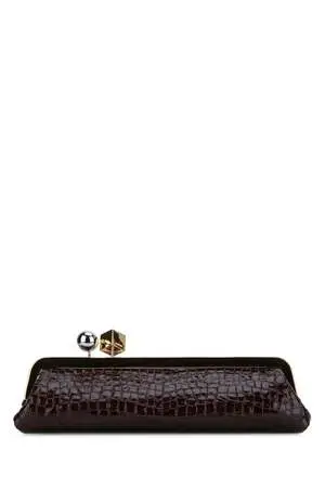 Jacquemus Jacquard Crocodile-effect Clutch Handbag - Brown